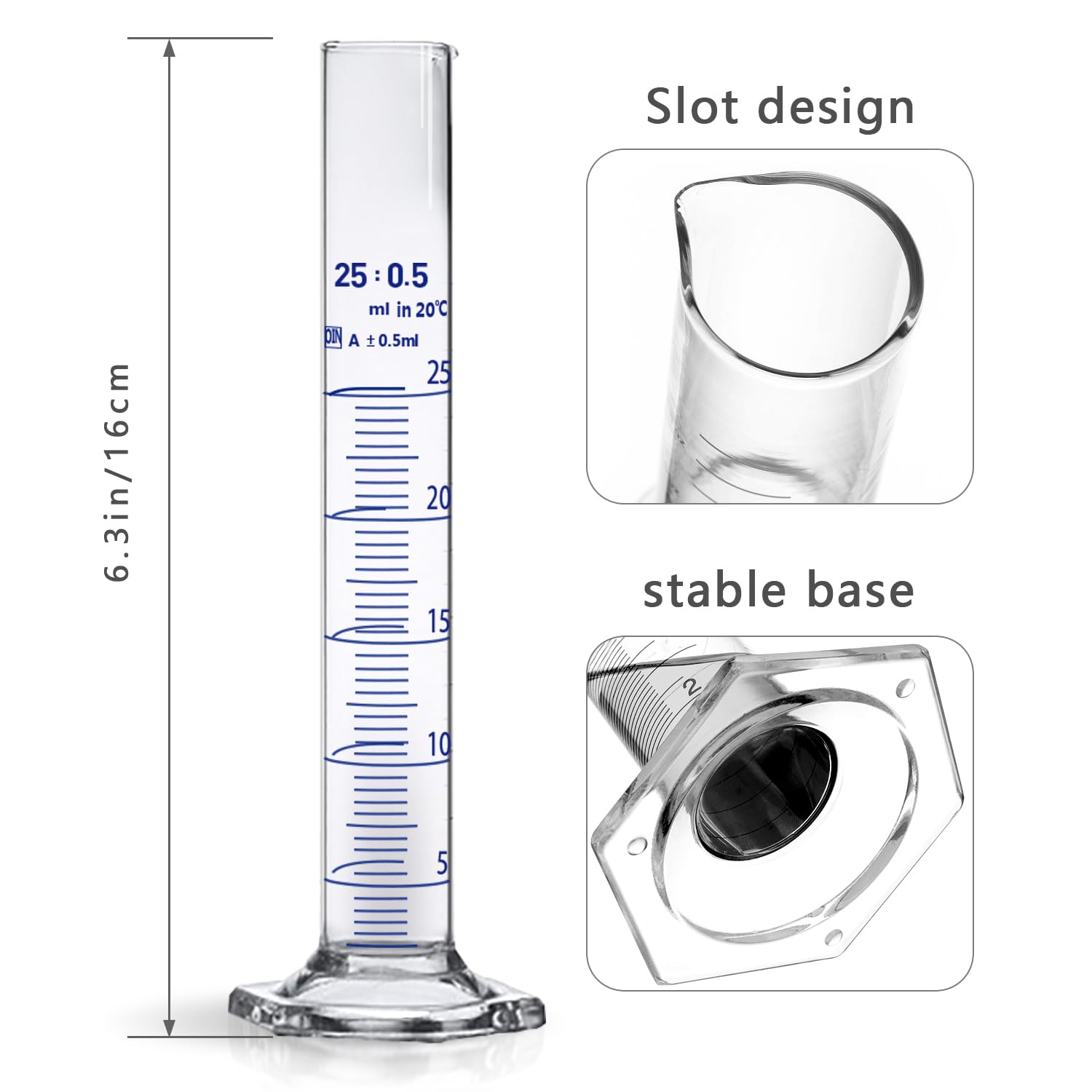 Snapklik.com : Thick Glass Graduated Cylinder Measuring Liquid Lab ...