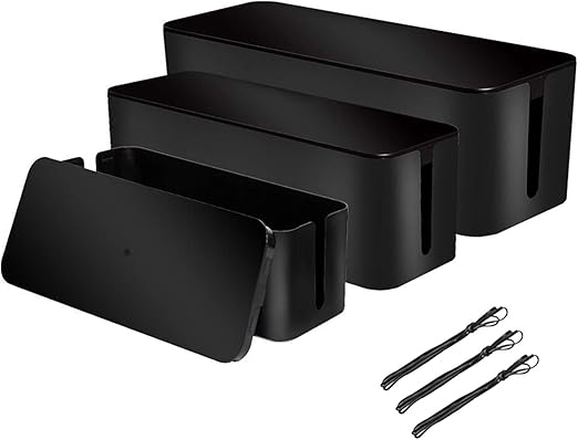 Amazon.com: [Set of 3] 3 Cable Management Boxes + 3 Wire Ties, Large ...