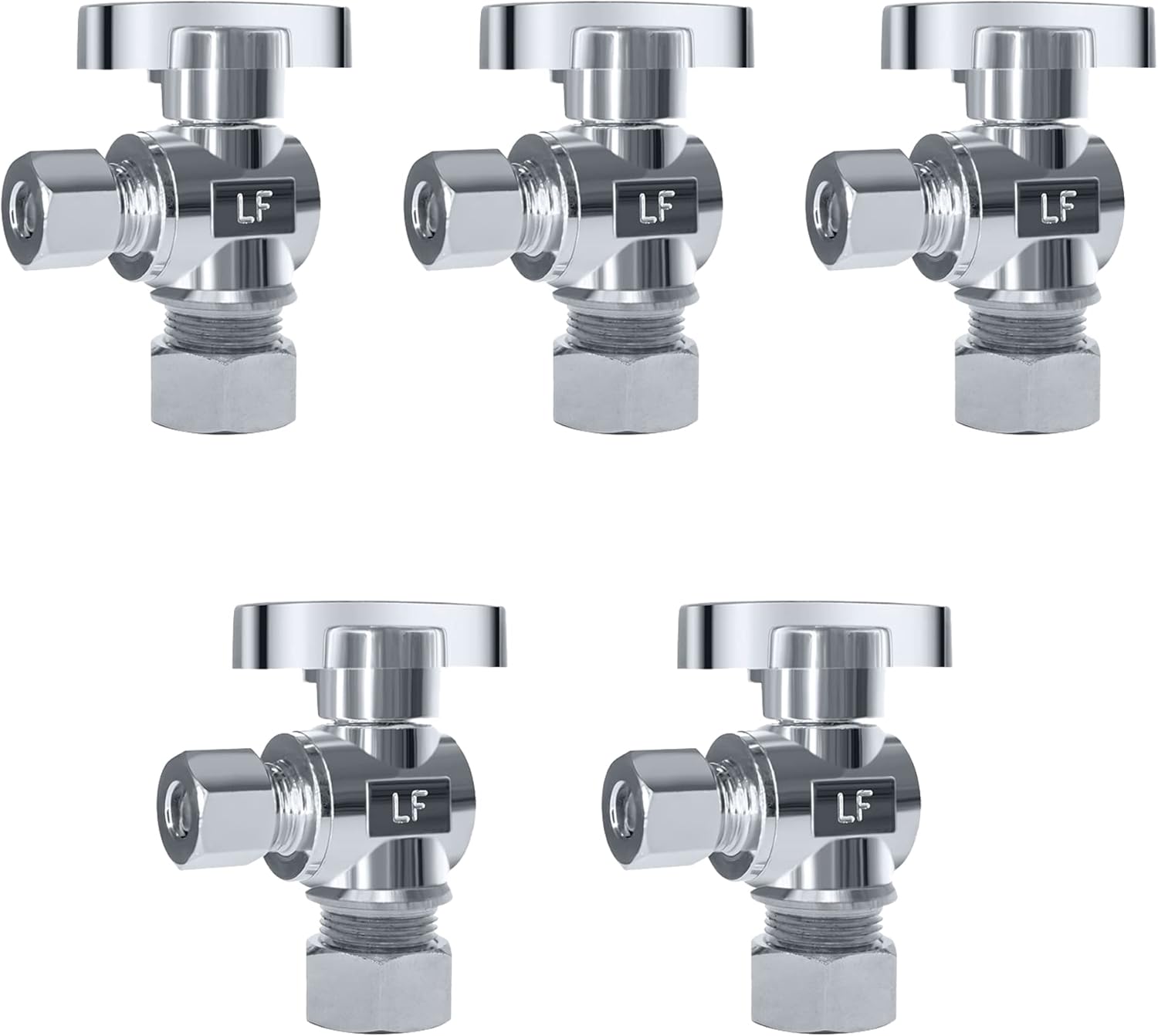 VINTEX 5 Pack Angle Stop Valve,1/2 in. NOM Compression x 3/8 in. OD ...