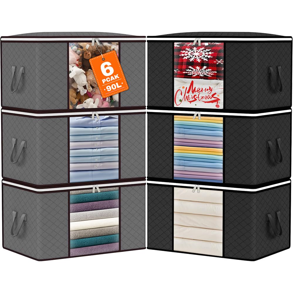 OFFSHIFTER Storage Bags - 90L - 6Pack (3 black and 3 grey), with Clear ...