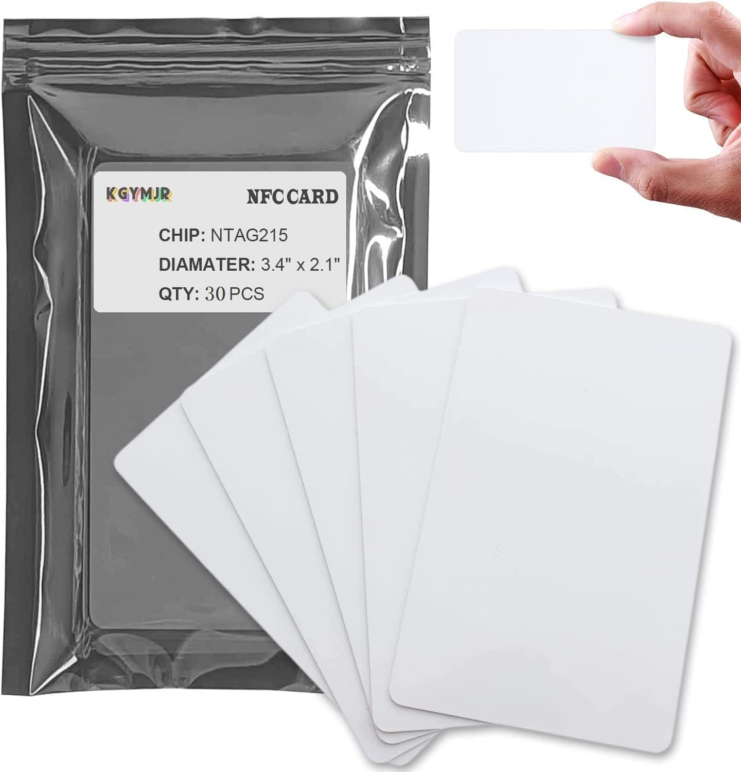 KGYMJR 30Pcs NFC Tags NTAG215 Cards, Printable NFC Cards, Blank PVC ISO ...