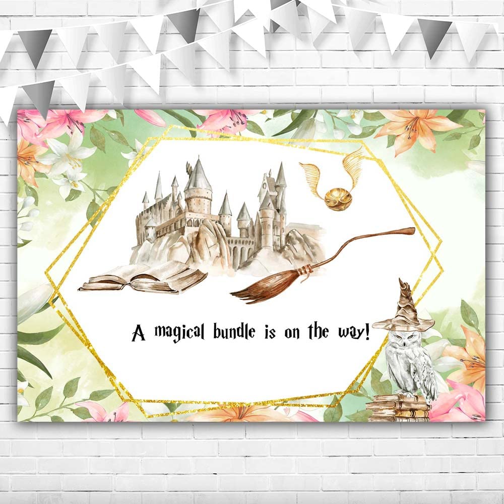 A Magical Bundle Is On The Way Backdrop Wizard Baby | Desertcart South ...