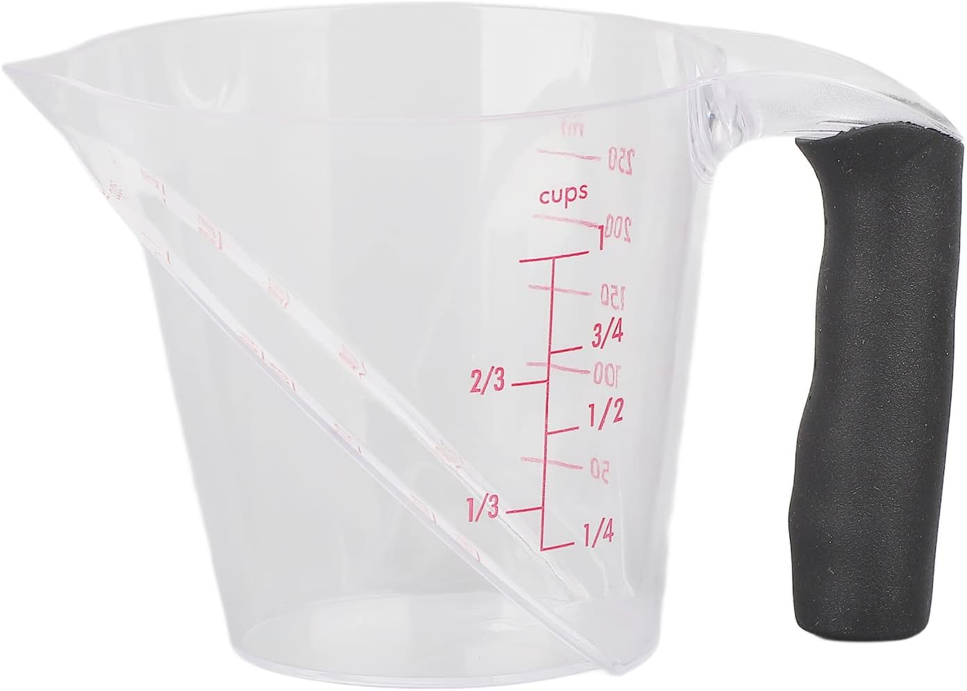 Amazon | 250ML 計量カップ、液体計量カップ、ハンドル付き耐熱角度付きプラスチック計量マグ、飲み物、ベーキング、調理、液体を注ぐための250ML、必須キッチンツール ...