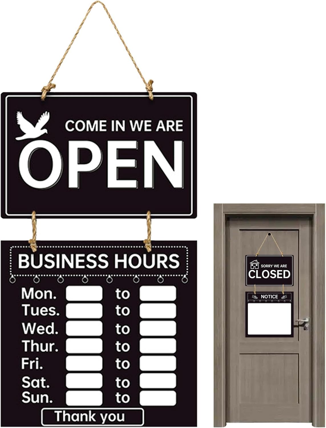 Open Closed Sign for Business Door - Opening Hour Sign Double Sided ...