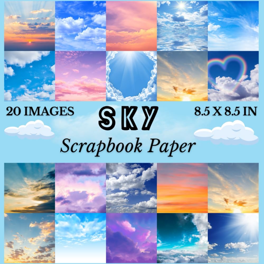 Blue Sky Scrapbook Paper: Collection of double sided aesthetic sky ...
