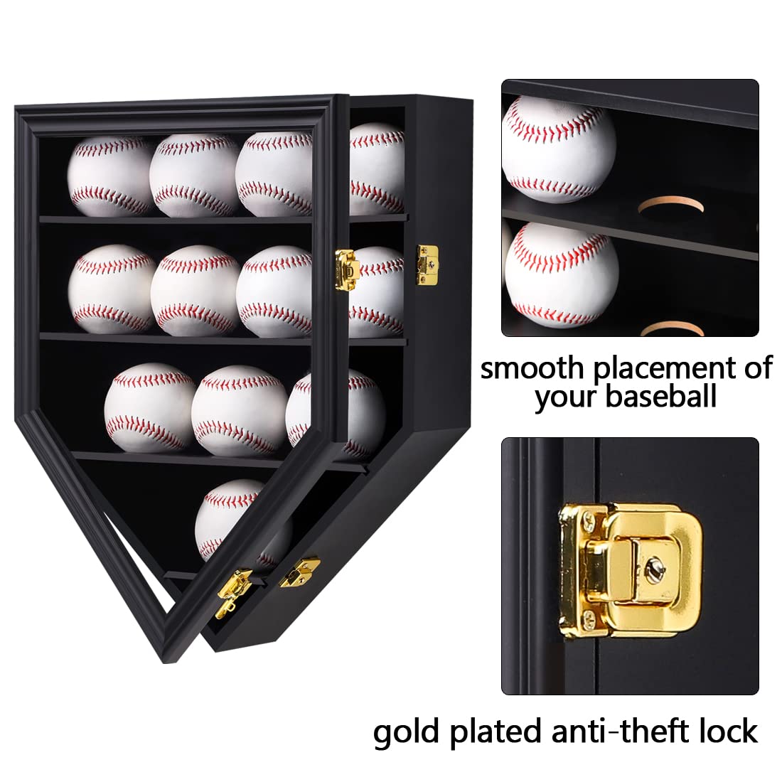 BYOSII Baseball Display Case 12 Baseball Holders for Balls Display ...