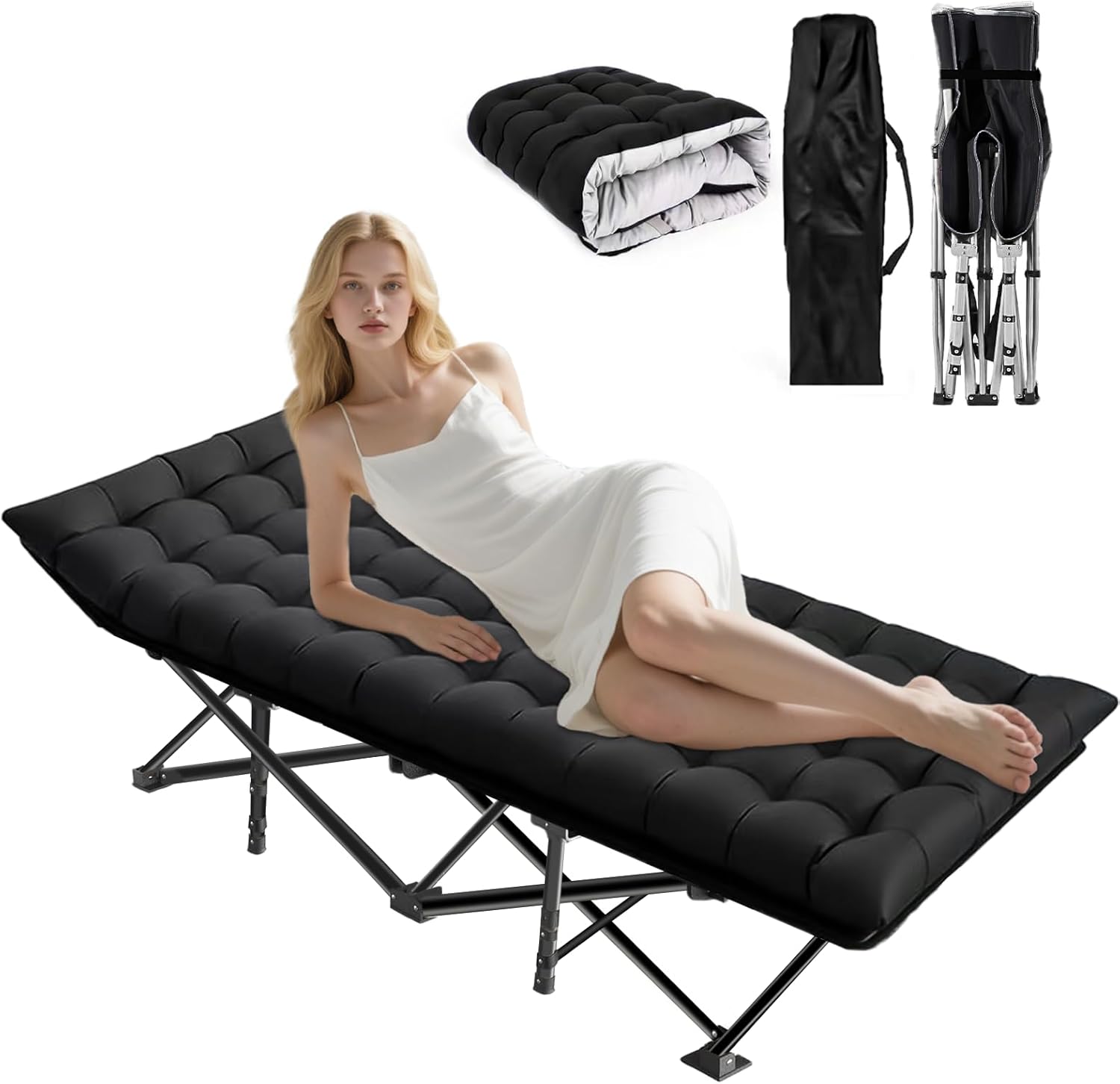 Amazon.com: Oversized XXL Folding Camping Cot W/Mat for Adults, Heavy ...