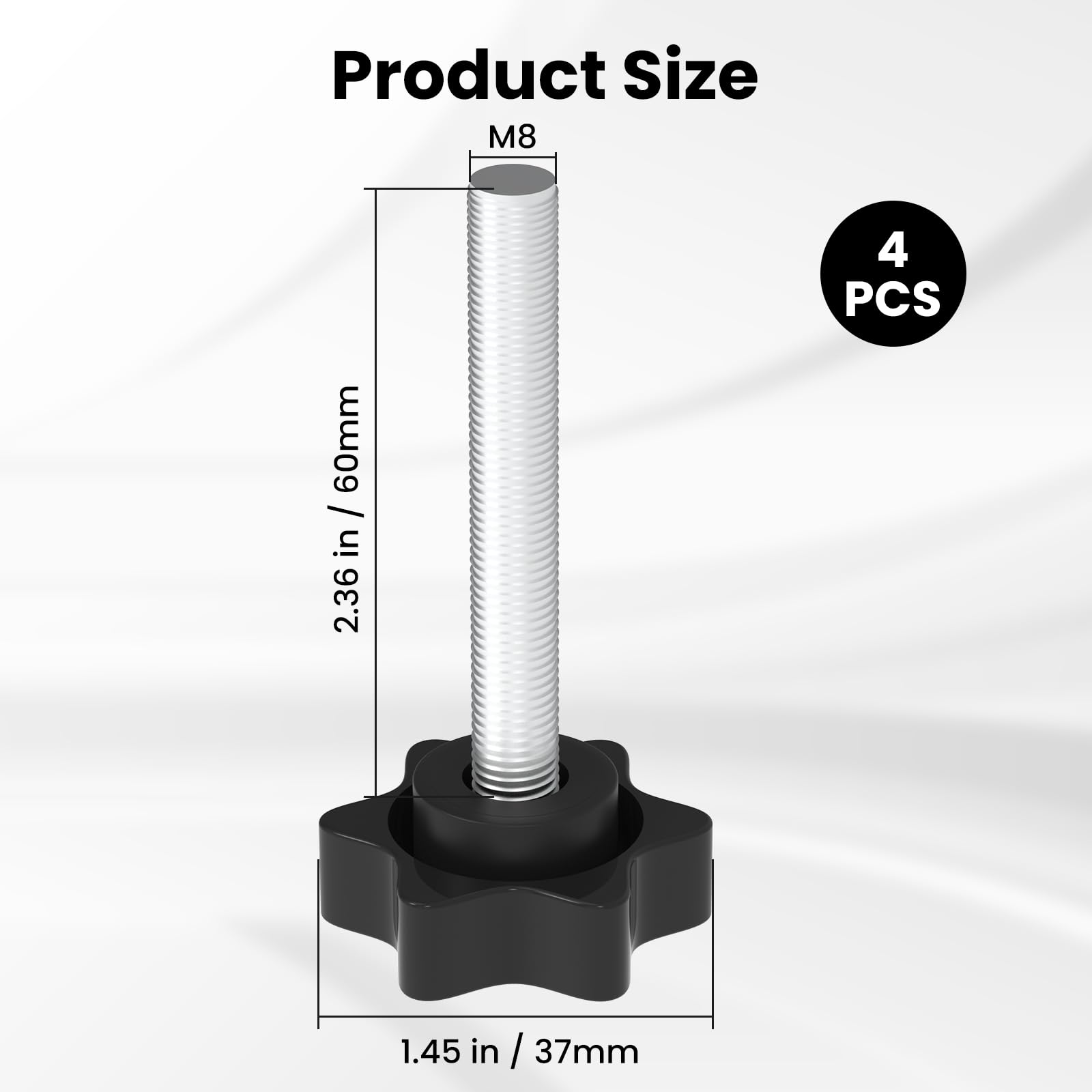 Snapklik.com : Aifeier ET 4 Pcs M8 X 60mm Knurled Thread Clamping Knob ...