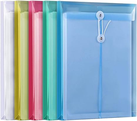 Amazon.com : LaOficina Poly Clear Envelopes with Button String Snap ...