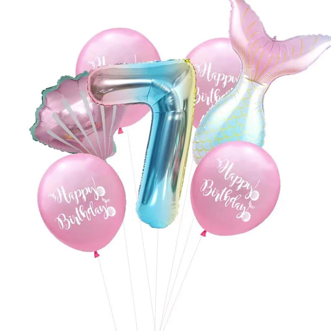 Snapklik.com : 7pcs Mermaid Balloons Number Balloons For 1st 2nd 3rd ...