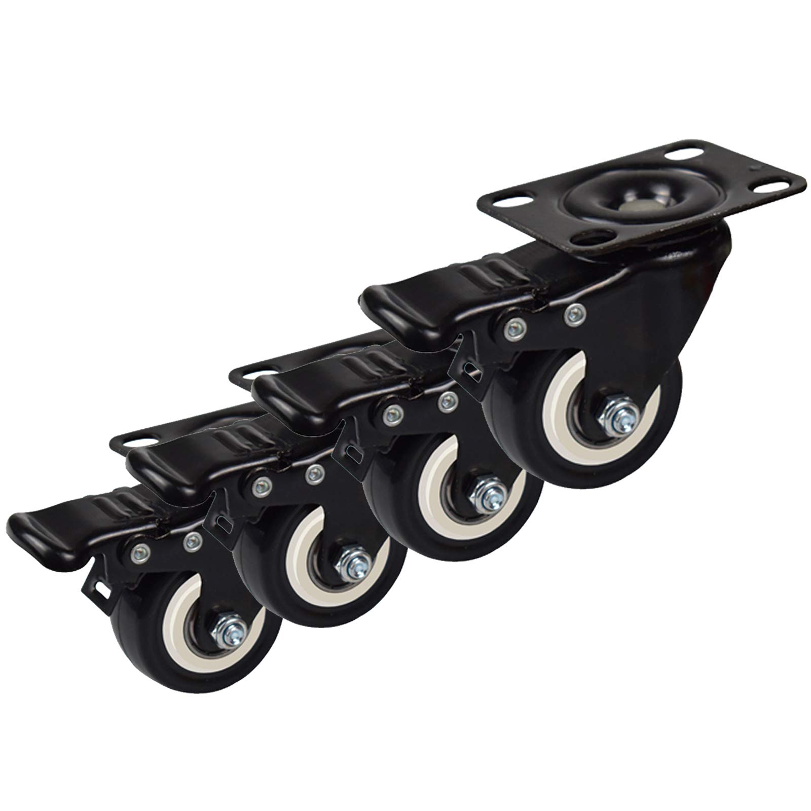 Buy Gikvni 2 Inch PU Swivel Caster Wheels with 360 Degree Top Plate ...