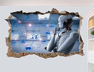Amazon.com: 3D Wall Decor Stickers Smashed Artificial Intelligence ...