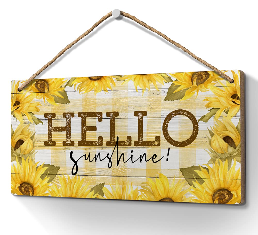 Amazon.com : Heuhuww Hello Sunshine Sunflower Sign 6x12 Inch Sunshine ...