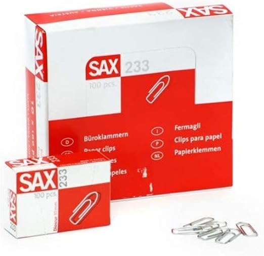 Sax Paper Clip-233-1x10pkt 100 Clips : Amazon.ae: Office Products