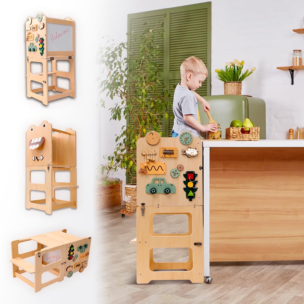 Amazon.com: bedmoimo Kids Kitchen Step Stool for Kids with Safety Rail ...