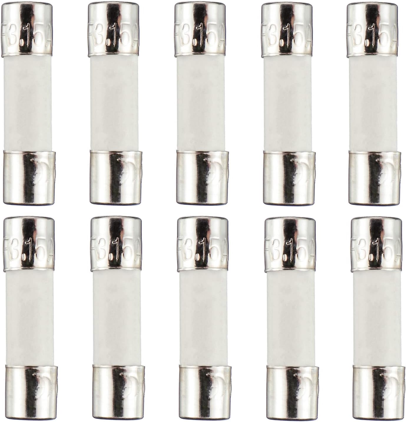 Sourcingmap 10 Pcs 250V 10A F10A Fast Blow Ceramic Fuses Tubes 5mm x ...
