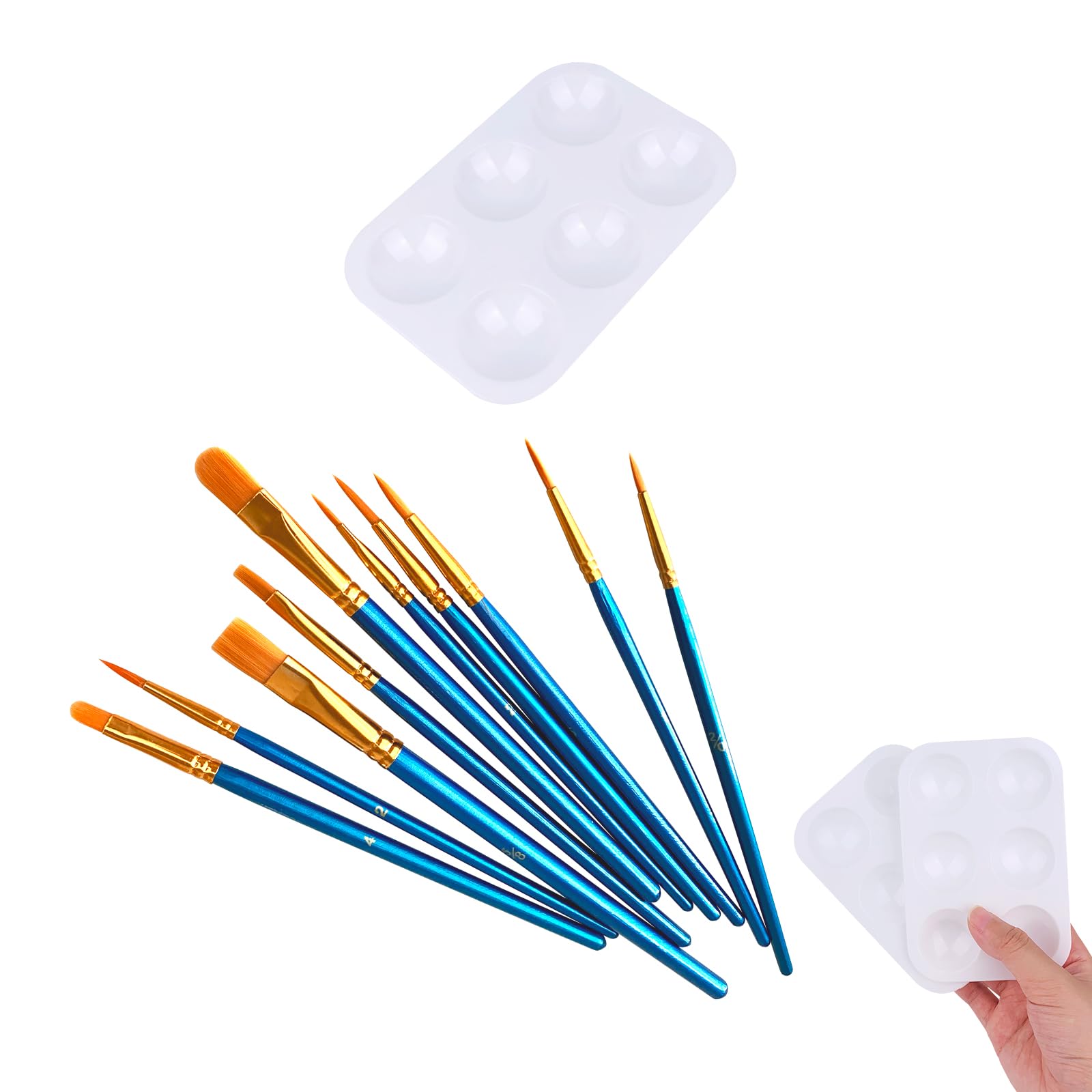 Amazon.com: LNAUJS Paint Brush and Paint Tray Palette Set, 10 PCS Nylon ...