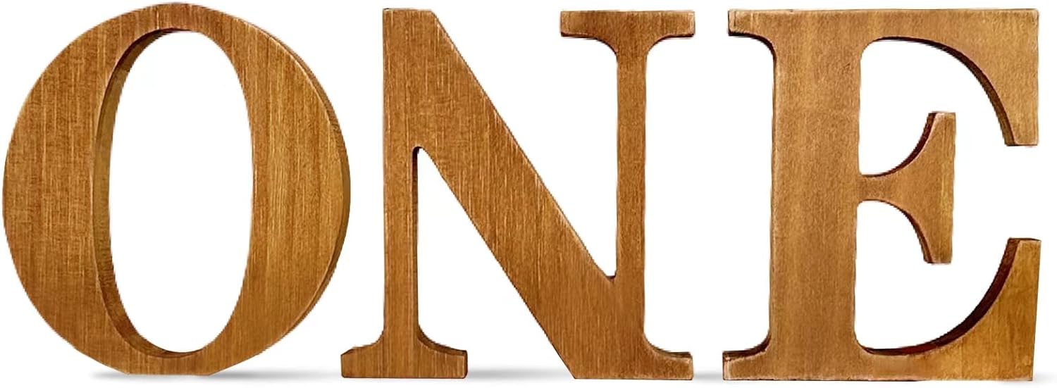 Amazon.com: Small Wooden ONE Letters for Rustic 1st Birthday ...