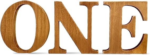 Amazon.com: Small Wooden ONE Letters for Rustic 1st Birthday ...