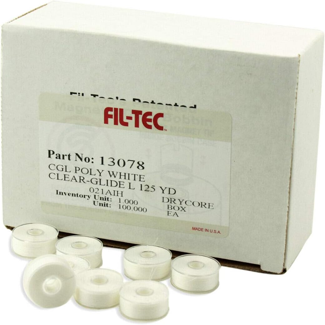 Fil-Tec 100 White Clear-Glide Prewound L-Size Bobbins - Home Sewing ...