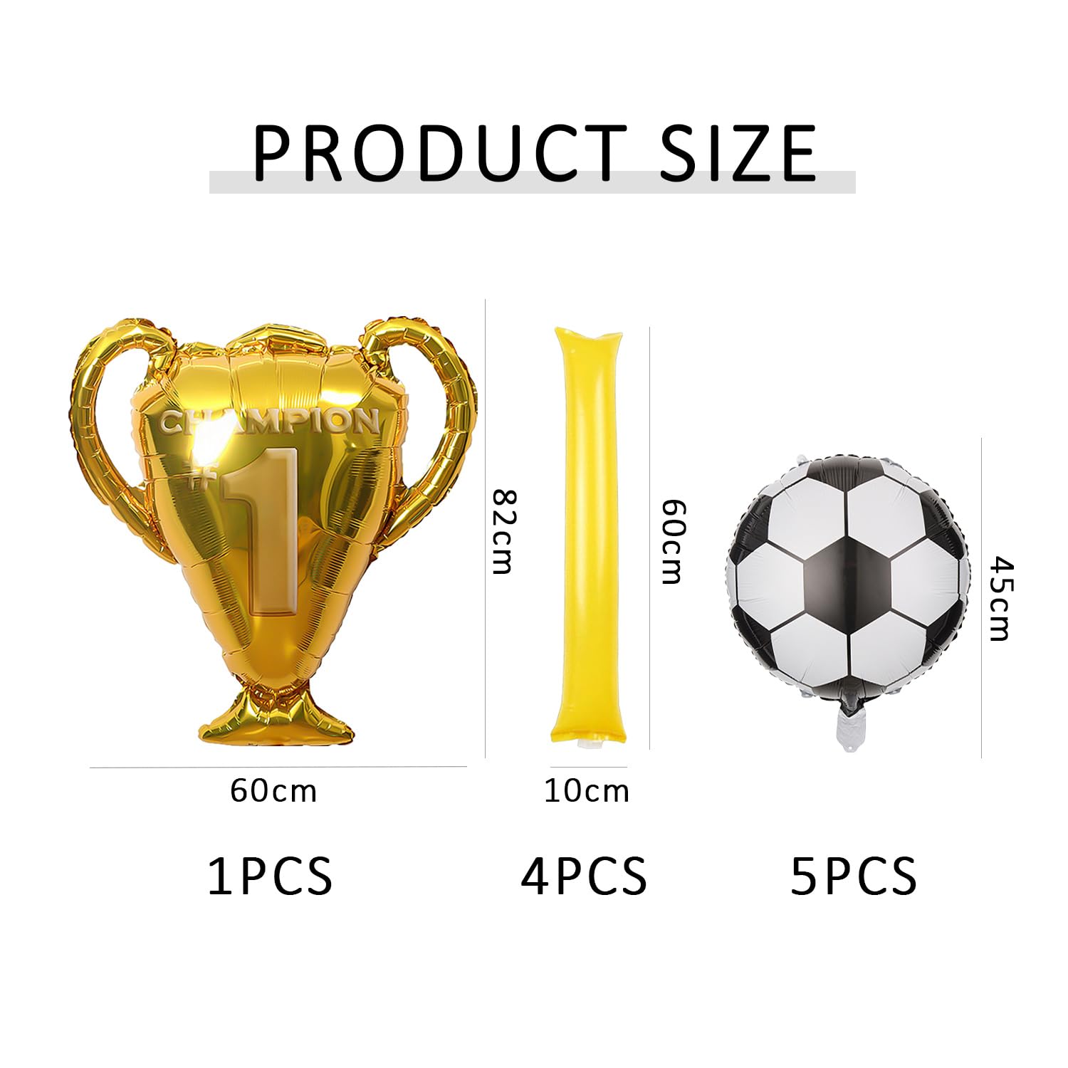 6-Piece Football Trophy Balloon Set, 4-Piece Balloon Cheering Sticks ...