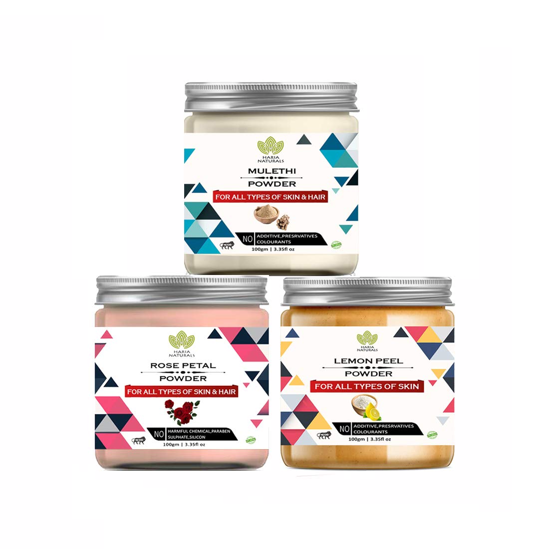 Haria Naturals 100% Pure & Naturals Mulethi Powder 100gm & Rose Petal ...