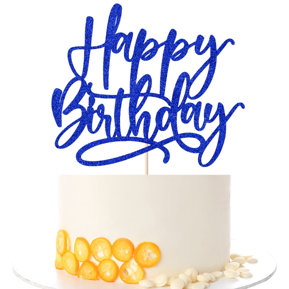 Amazon.com: Kaoenla Blue Happy Birthday Cake Decoration-royal blue ...