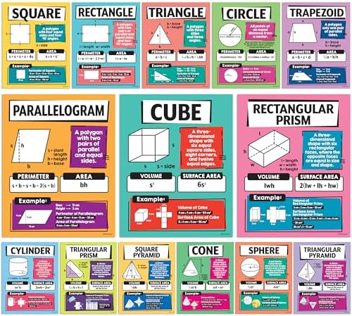 Amazon.com : 11 Geometry Posters for High School - 11x14in 6th Grade ...