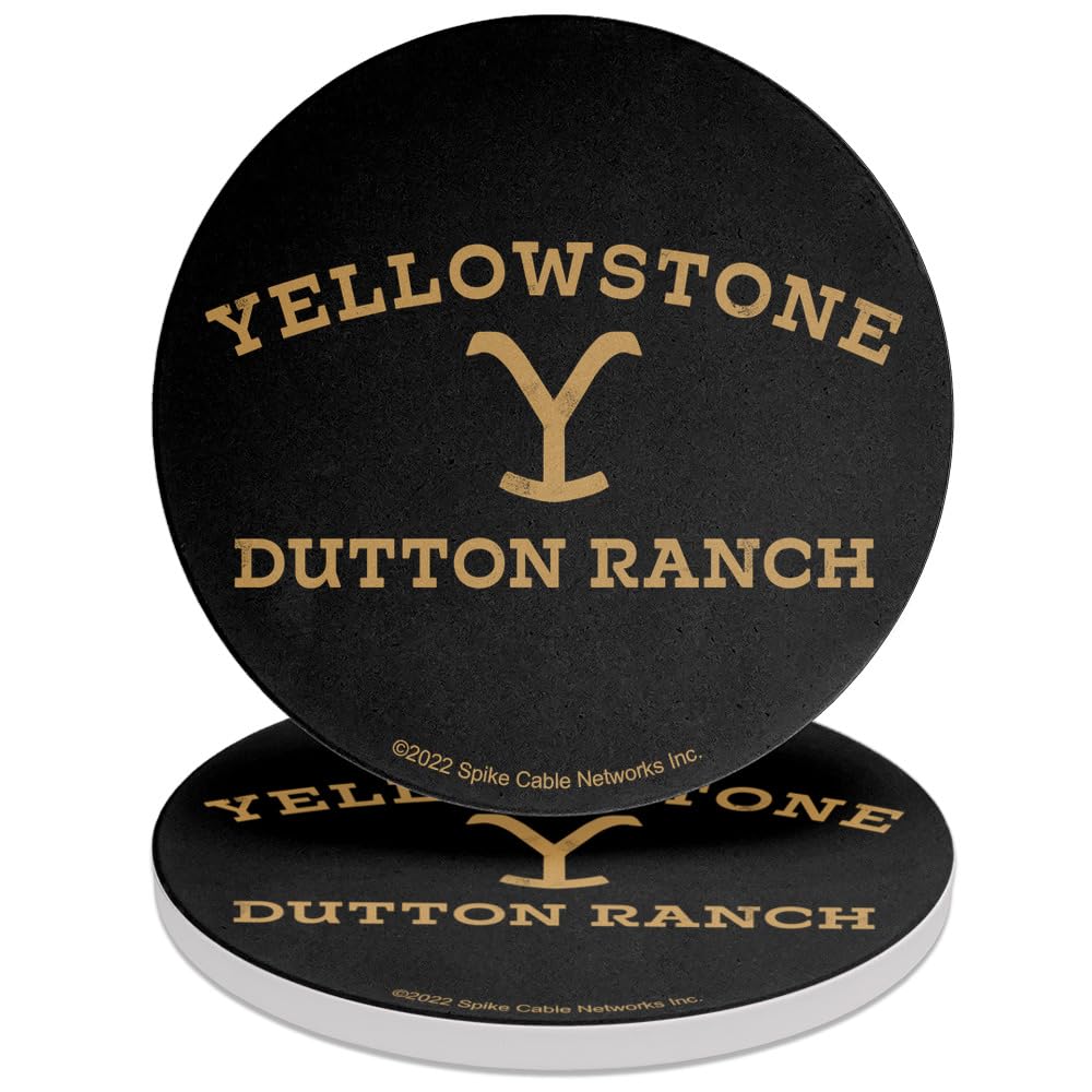 Amazon.com: Yellowstone TV Show Dutton Ranch Round Ceramic Coasters ...
