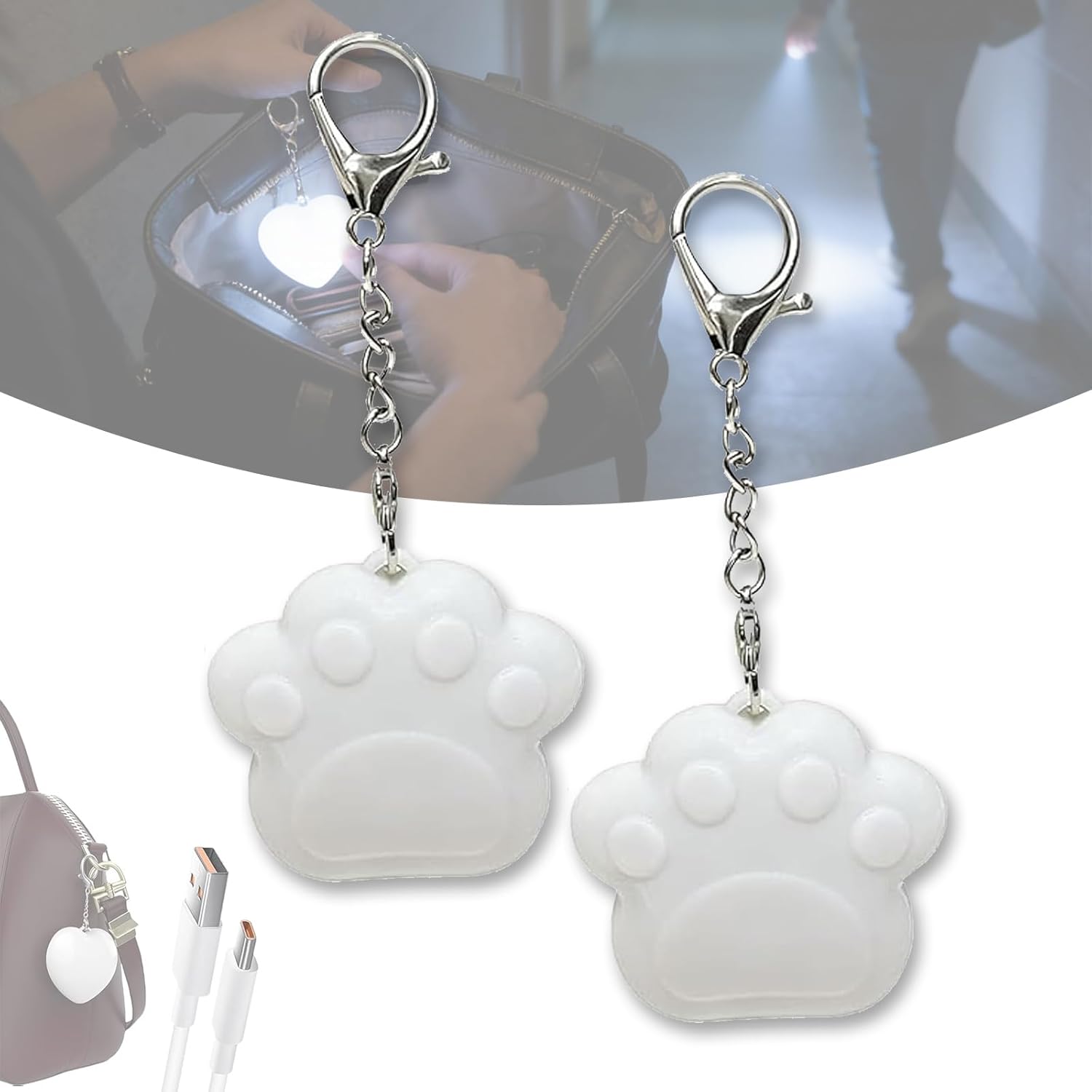 Amazon.com: 2Pcs Love Wallet Tote Bag Touch Sensing Light, Rechargeable ...