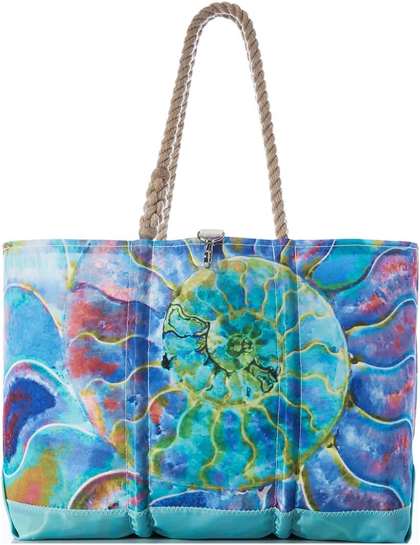 Amazon.com: Sea Bags Recycled Sail Cloth Multicolor Nautilus Beach Tote ...