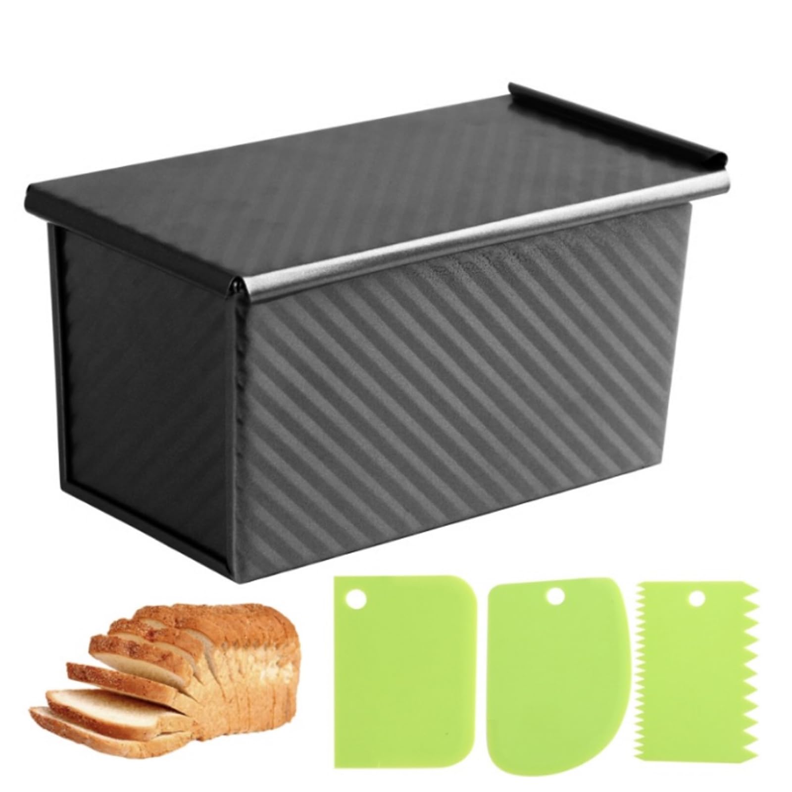 Amazon.com: 1lb Bread Pan with Dough Scraper Cutter, 8.4 X4.8inch Black ...