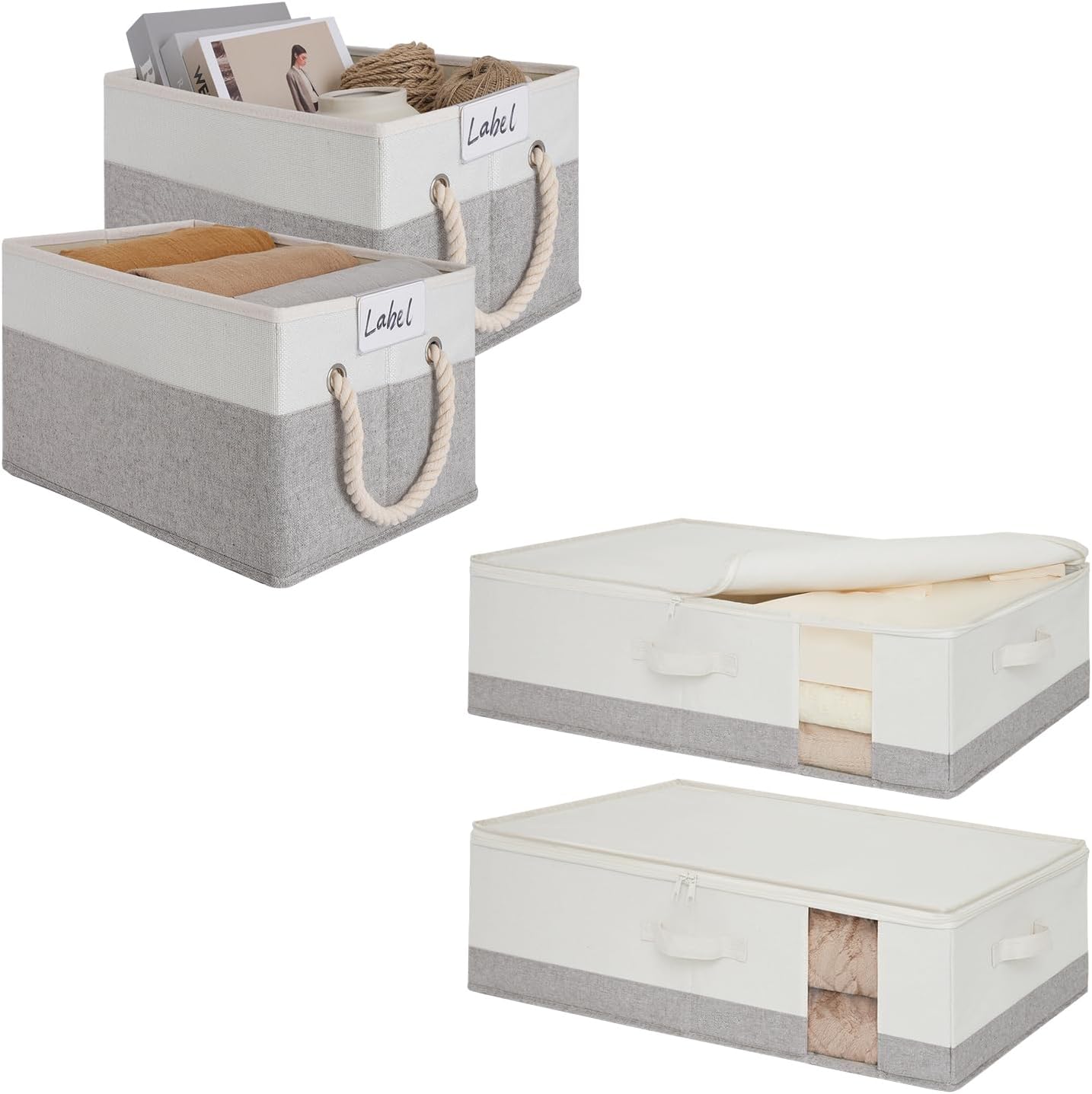 Amazon.com: LoforHoney Home Bundle- Storage Baskets with Cotton Rope ...