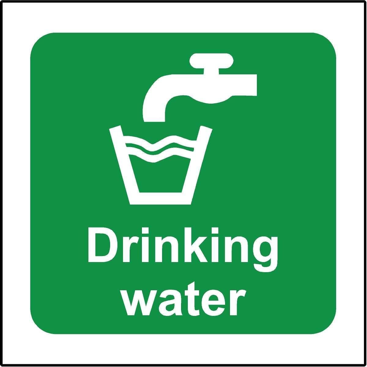 Drinking water safety sign - Self adhesive sticker 100mm x 100mm ...