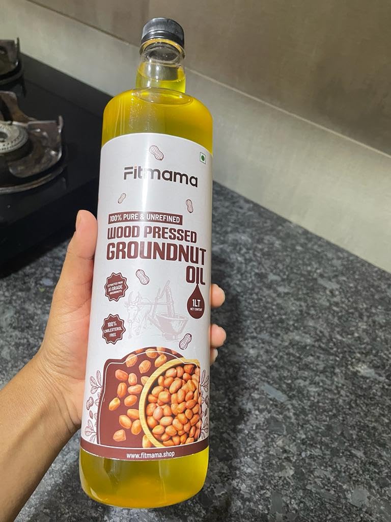 Fitmama Wood Pressed Groundnut Oil 1L (Pack of 2) | 100% PURE and ...