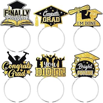 Amazon.com: Nenluny 6pcs 2025 Graduation Paper Headband Tiara Congrats ...