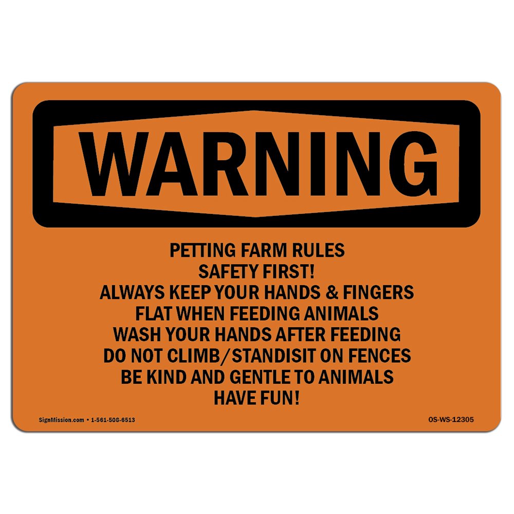 Amazon.com : OSHA Waring Sign - Petting Farm Rules Safety First! Always ...