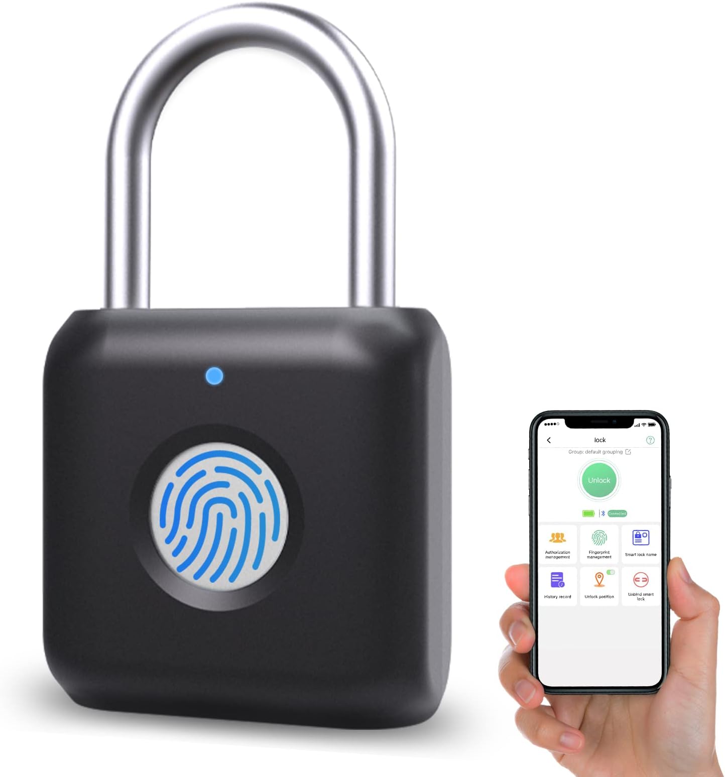Candado de huellas dactilares, bloqueo Bluetooth, aplicación móvil ...