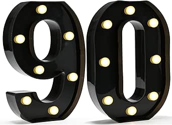 Pooqla Decorative Led Light Up Number Letters, Black Plastic Marquee ...