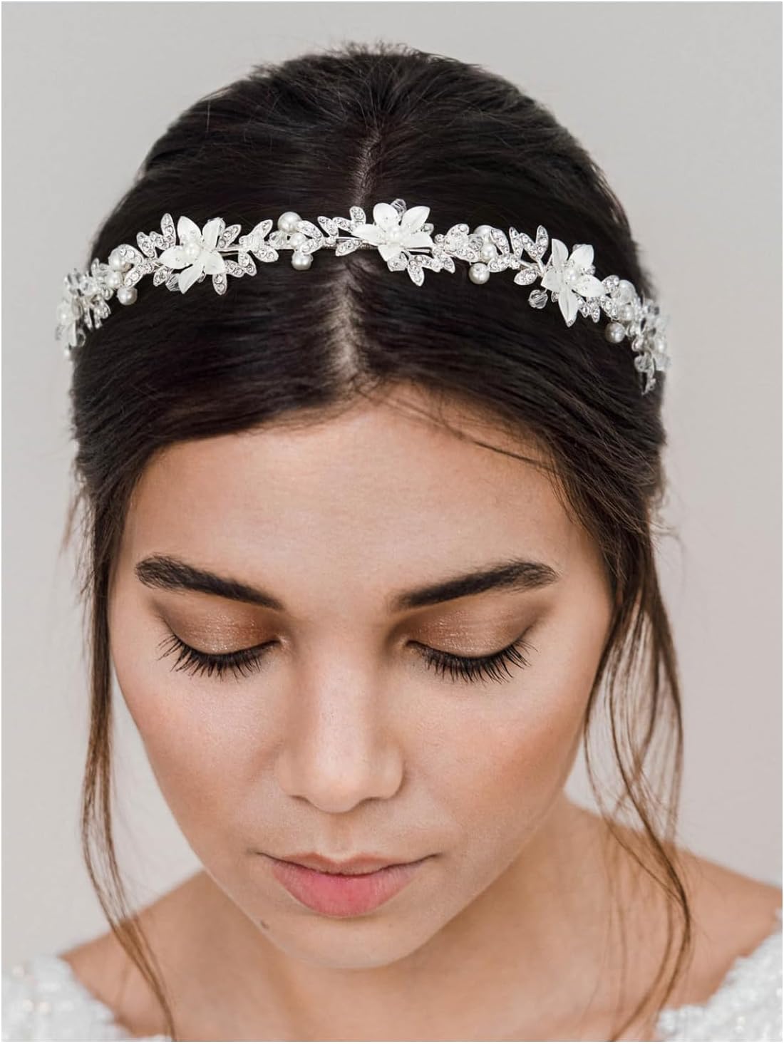 Amazon.com : SWEETV Rhinestone Bridal Headband Silver Wedding Headpiece ...