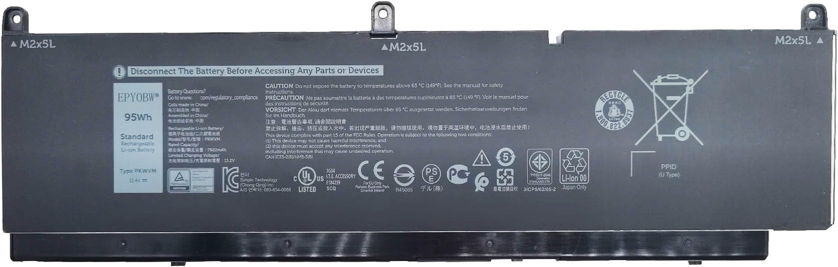 Amazon.com: EPYOBW DR02P Laptop Battery 54Wh 4623mAh 3-Cell 11.4V ...