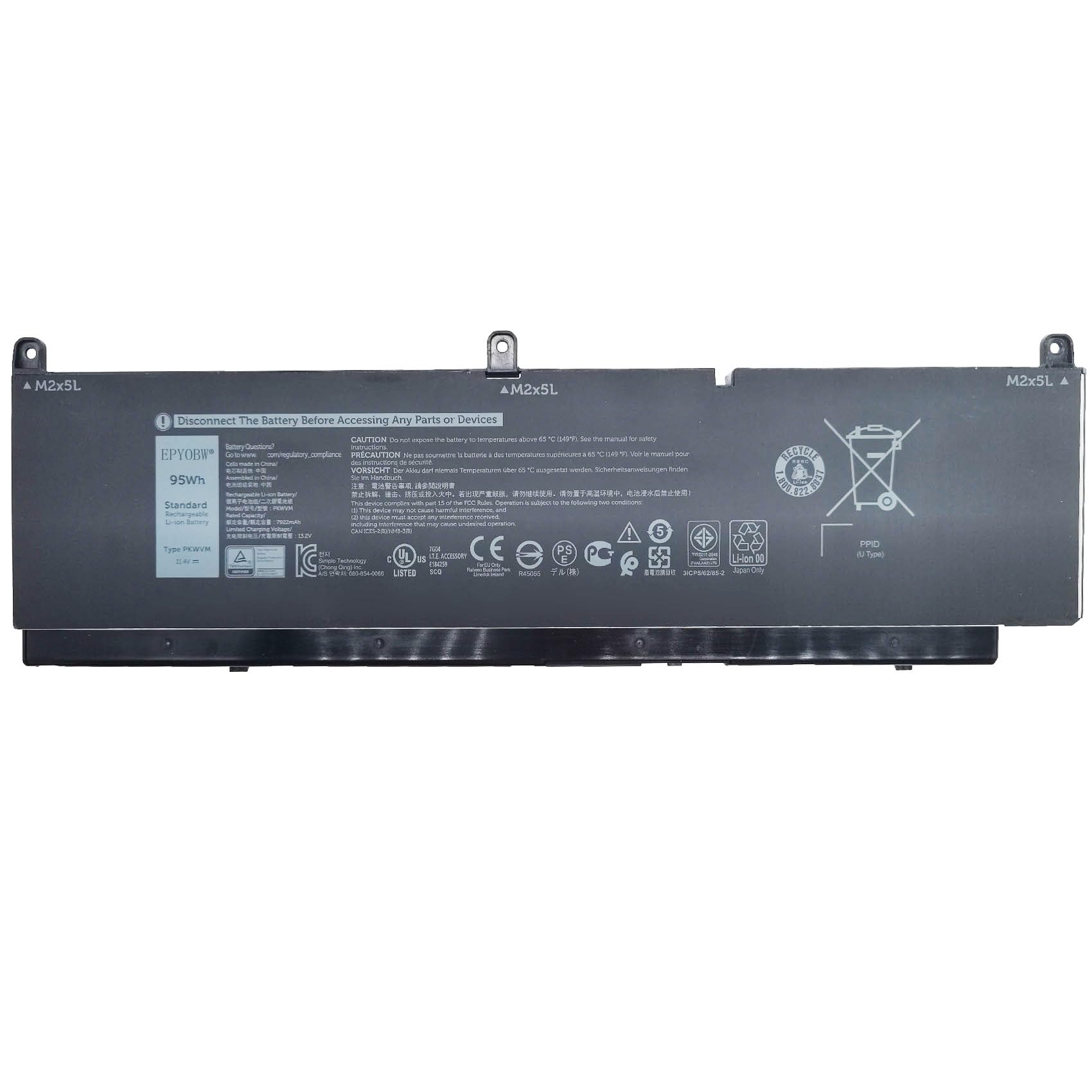 Amazon.com: EPYOBW PKWVM Laptop Battery 95Wh 7922mAh 6-Cell 11.4V ...