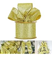 Amazon.com: HUIHUANG Champagne Wired Ribbon 2-1/2", Glitter Diamond ...