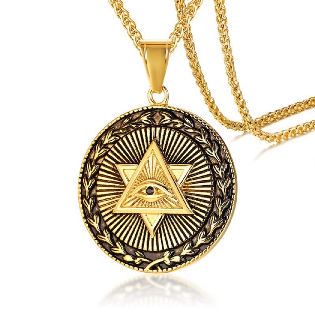 Buy Triangle Eye Necklace for Men, Masonic All Seeing Eye Pendant ...