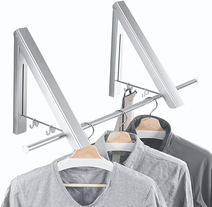 Amazon.com: Yillsen Folding Wall Mounted Retractable Clothes Hanger ...