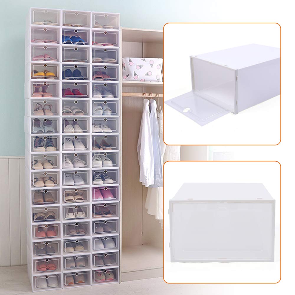 Buy Shoe Storage Boxes Clear Plastic Clamshell Shoebox Stackable Shoe
