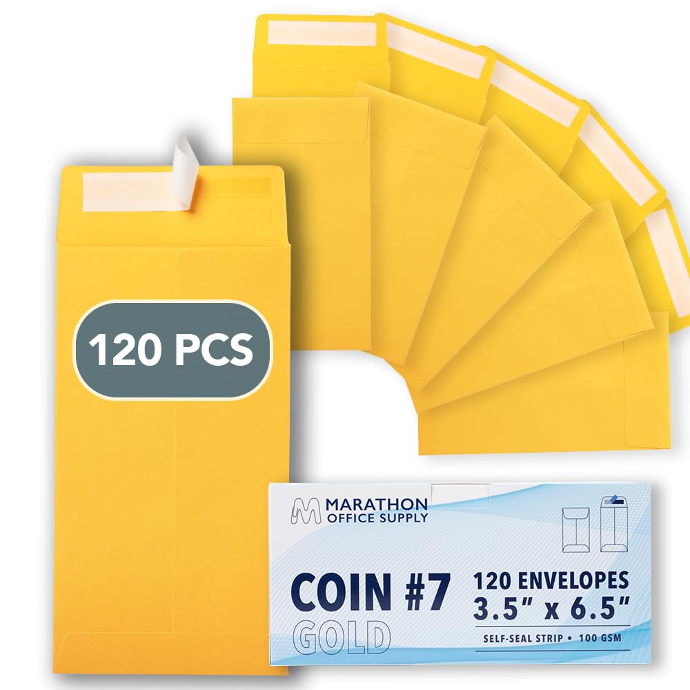 Amazon.com : MOS #7 Coin Envelopes – 3-1/2" x 6-1/2" Gold Self-Seal ...
