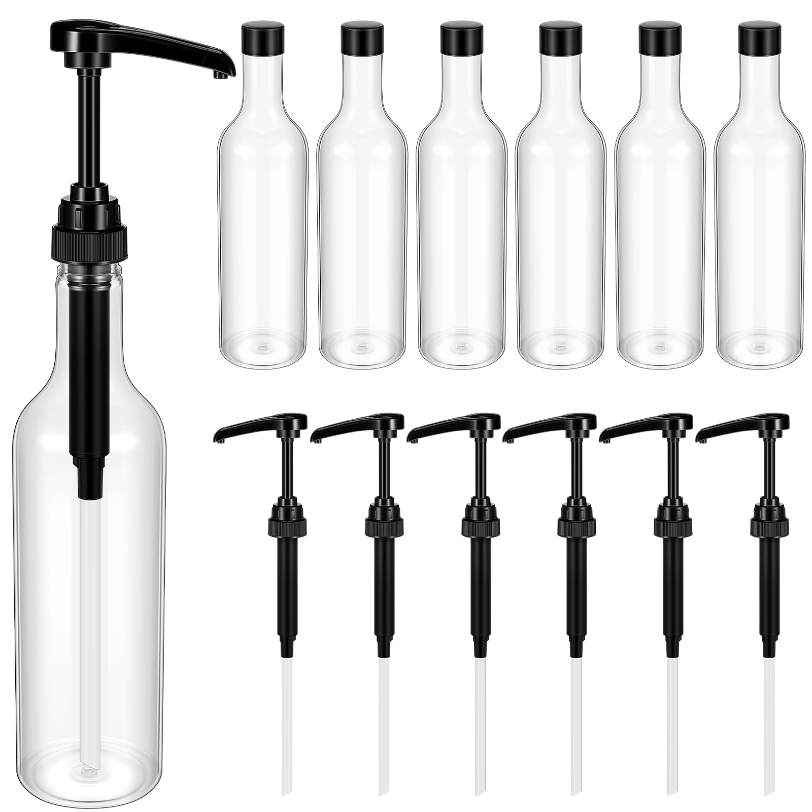 Amazon.com: Maxdot 12 Pcs 25 oz Syrup Bottles with Pump Plastic Syrup ...