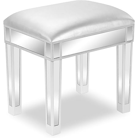 Amazon.com: VINGLI Mirrored Vanity Stool with Storage Vanity Chairs ...