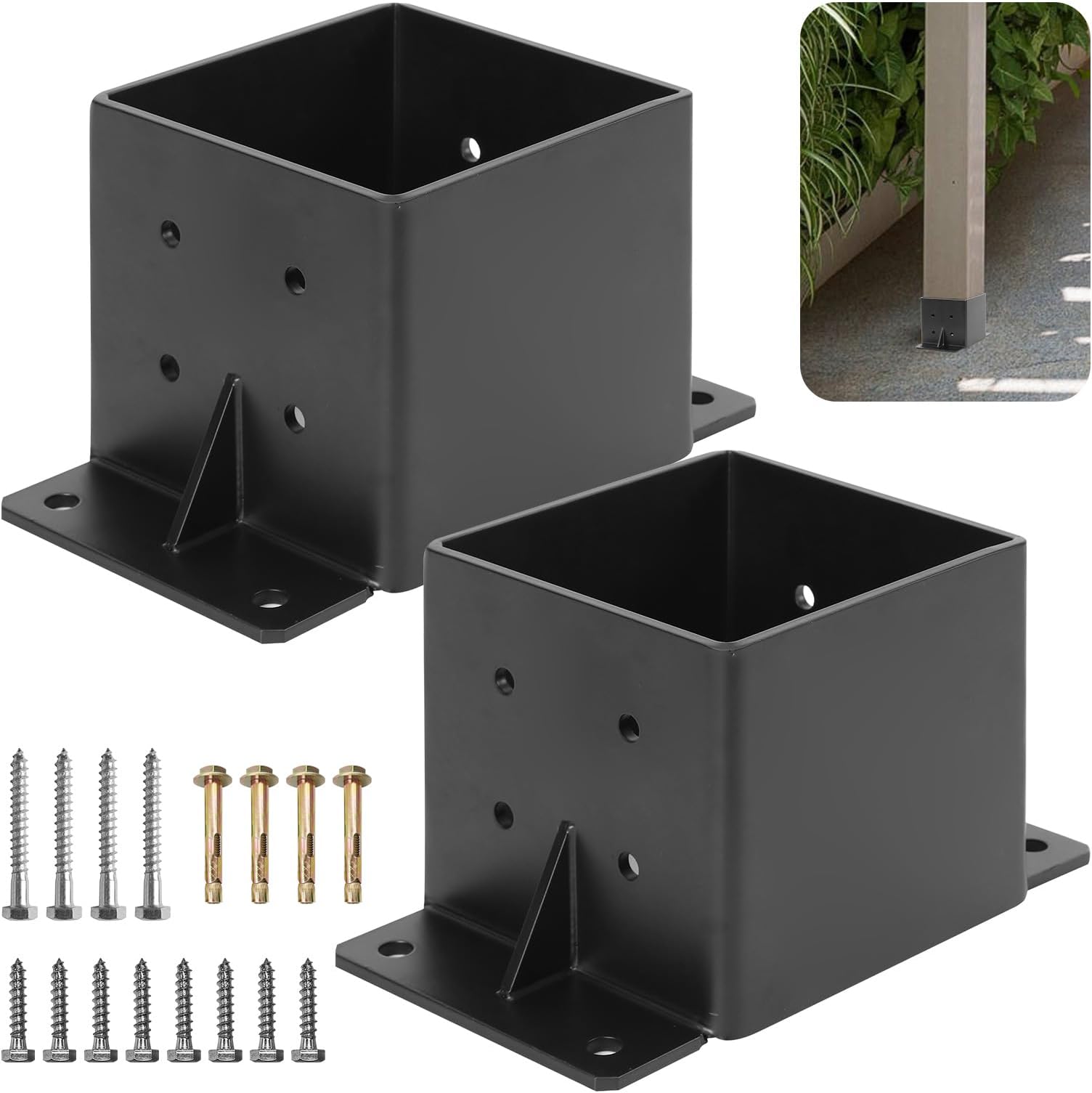 Rasugarlary 6x6 Post Base 2 Pcs, Inner Size 5.5"x5.5" Post Base ...